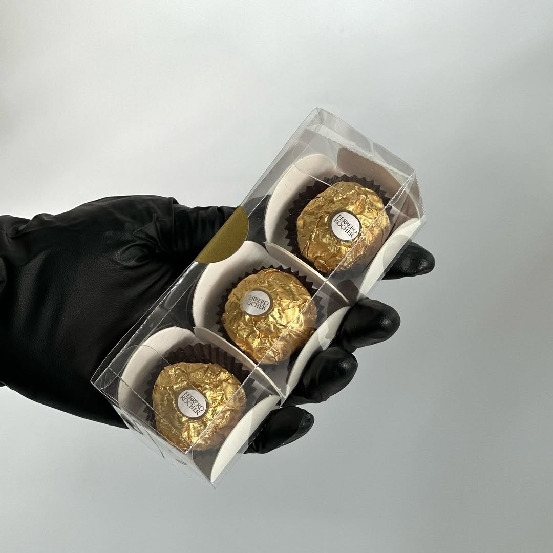 3 Cavity Transparent Chocolate Box for Laddu, Candles, Chocolates & Tr ...
