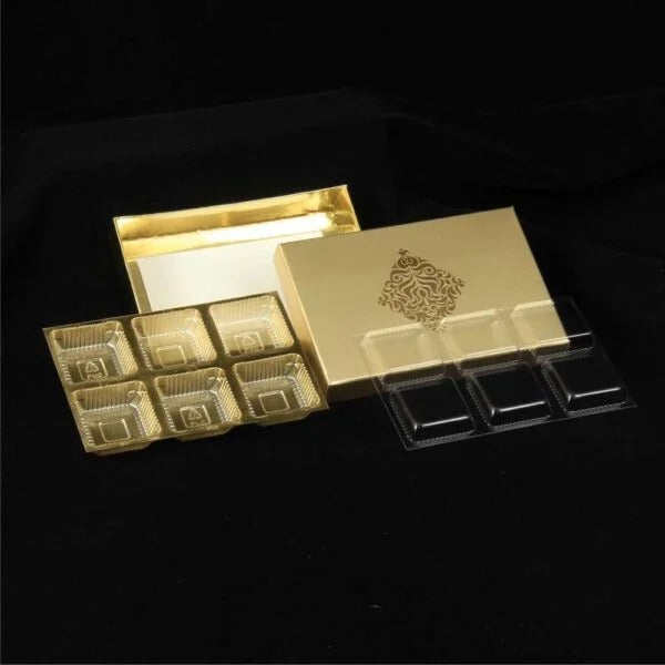 6 Cavity Gold Box (O-Tray) Pack of 10 | 6 Cavity Chocolate Box Gold ...